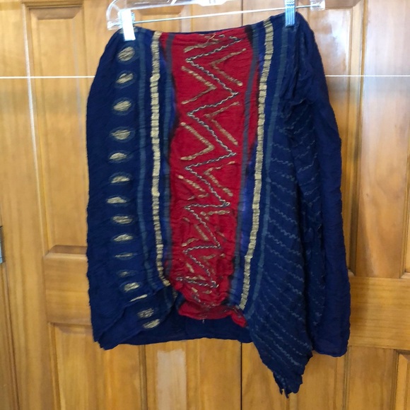 sari | Accessories | Sari Saree India Scarf Bohemian Red Blue Gold ...